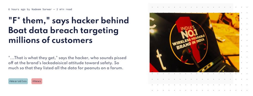 BoAt Investigates Suspected Customer Data Breach - Tech Hyme